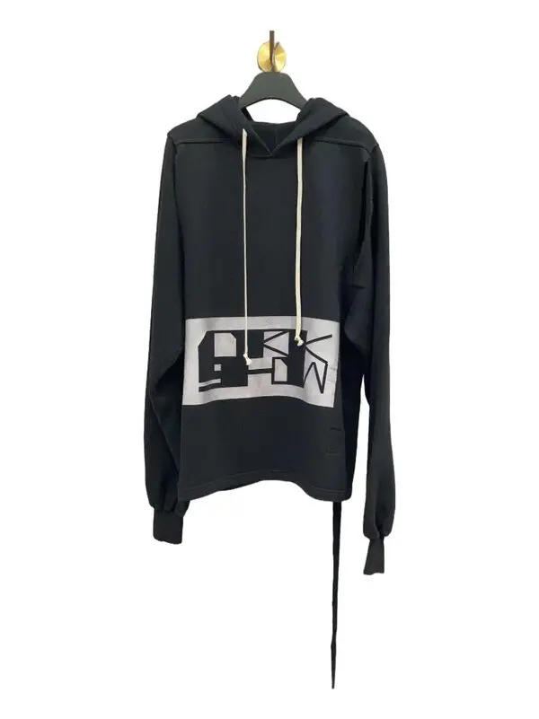 Rick Owens Long-sleeved Hooded Sweater With Drawstring Detail - Black