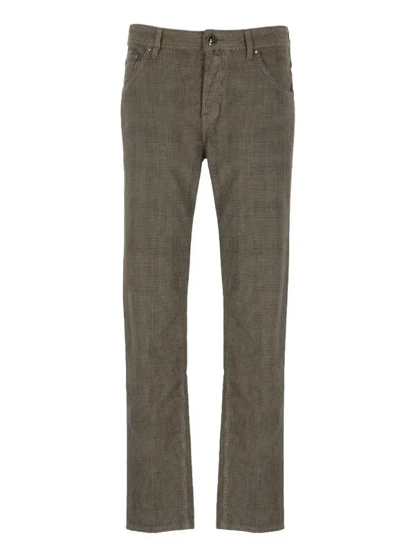 Jacob Cohen Check Printed Mid-rise Trousers - Green
