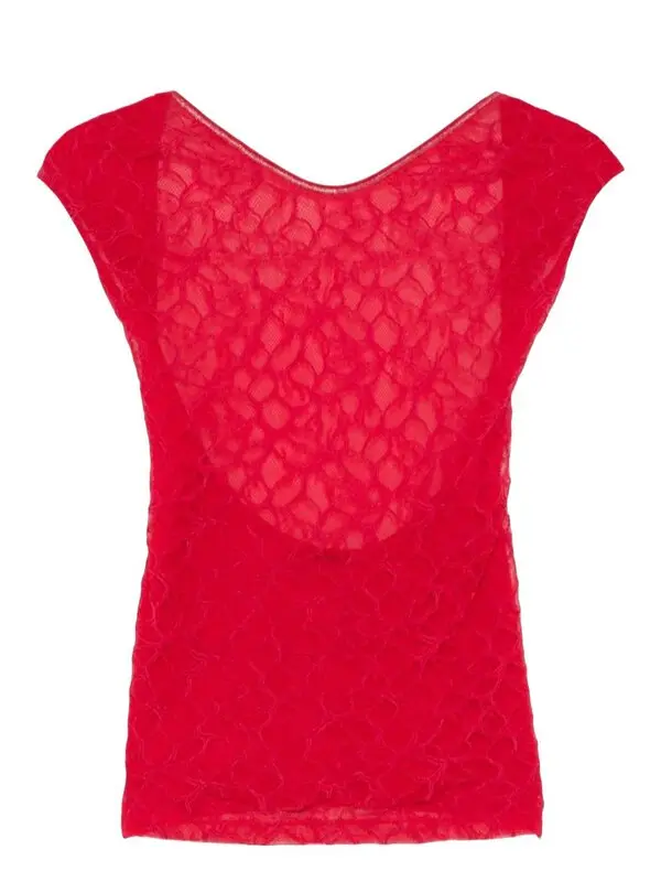 Pinko Lace Knit Sleeveless Top - Bright Red