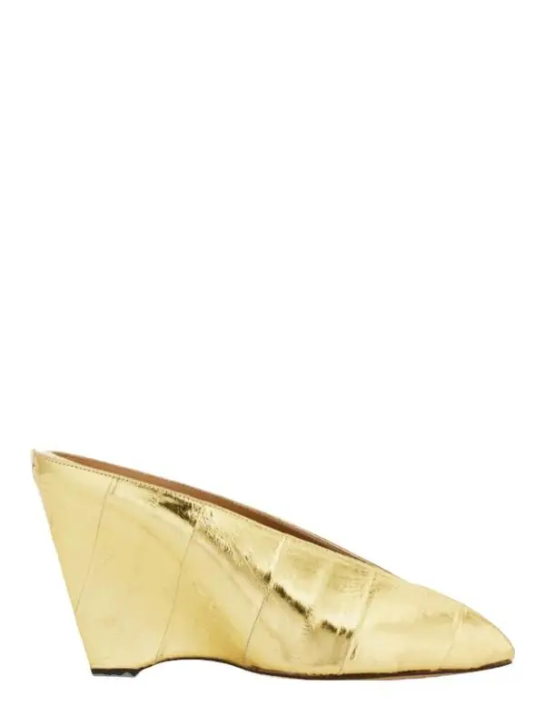 FERRAGAMO Open-toe Wedge Mules - Gold