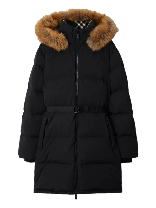 Burberry Belted Hooded Puffer Coat - Black/snug