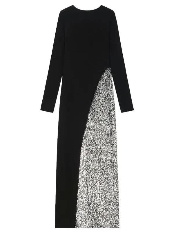Givenchy Long Sleeve Backless Sequined Evening Gown - Black