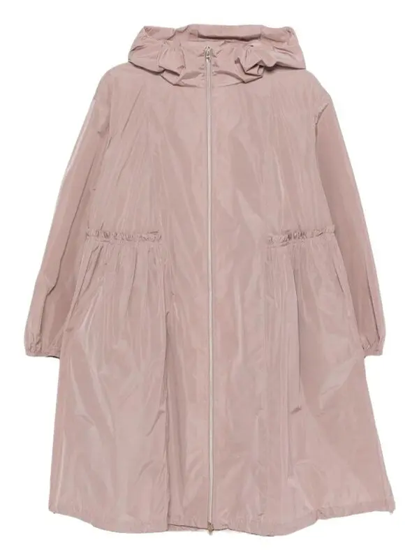 Herno Hooded Parka With Ruffled Trim - Nude