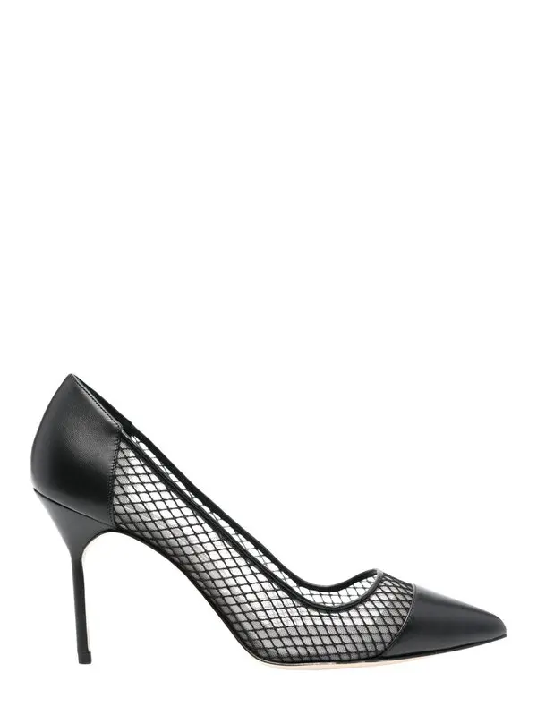 Manolo Blahnik Capcour Mesh-panelled Pumps - Black