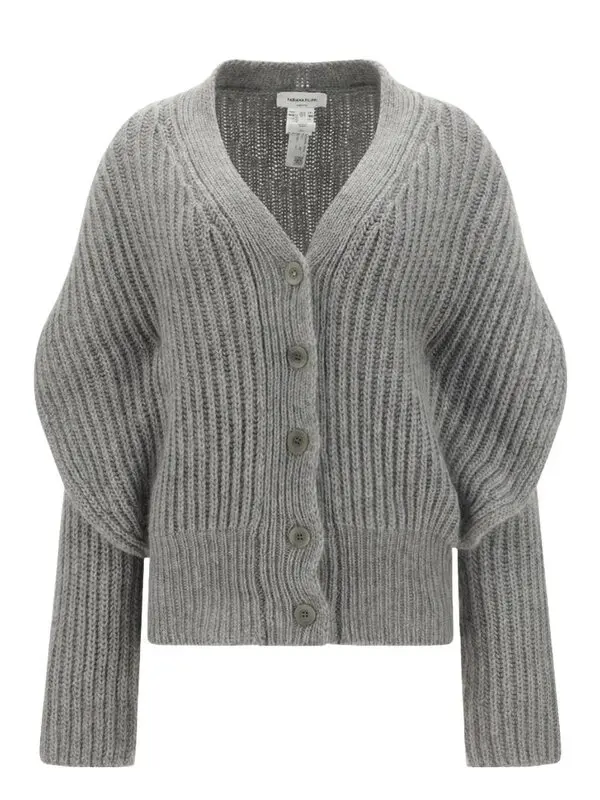 Fabiana Filippi Rib Trimmed Woven Cardigan - Gray