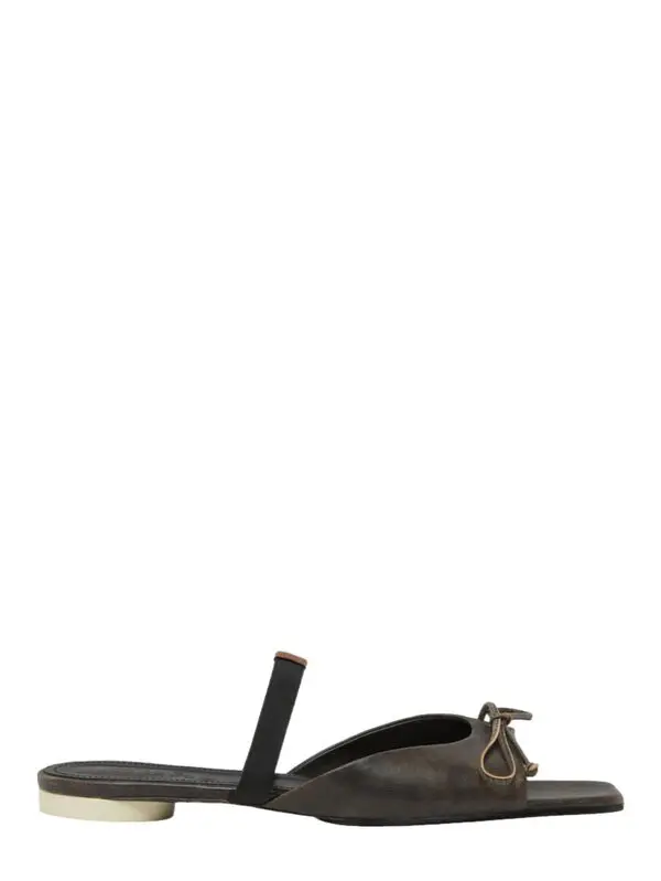 MAISON MARGIELA Bow Detail Square Toe Leather Sandals - Brown