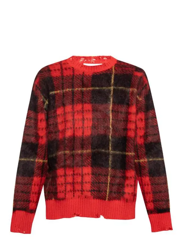 Alexander McQueen Plaid Distressed Jumper - Red