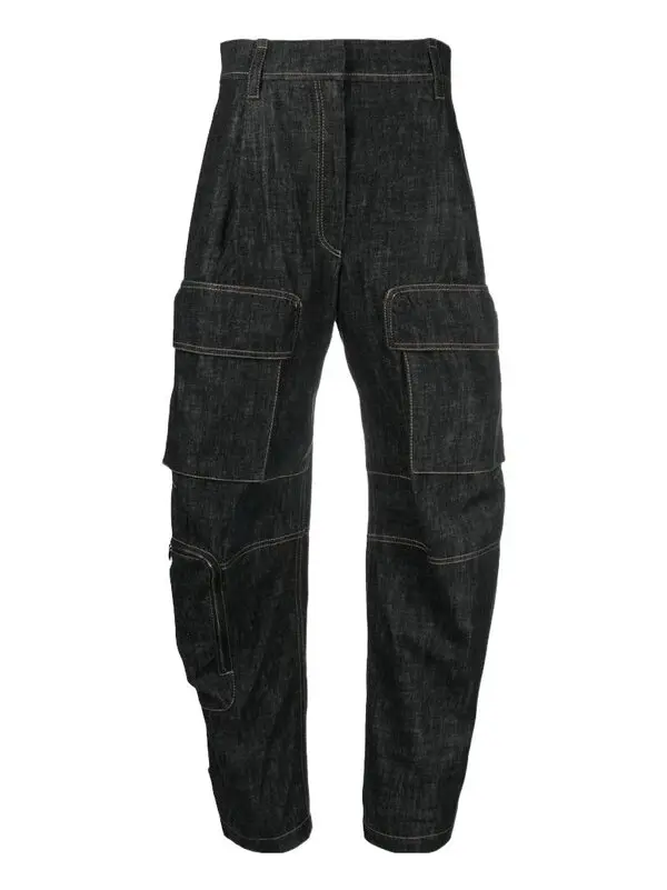 Brunello Cucinelli High-waisted Tapered Cargo Jeans - Black