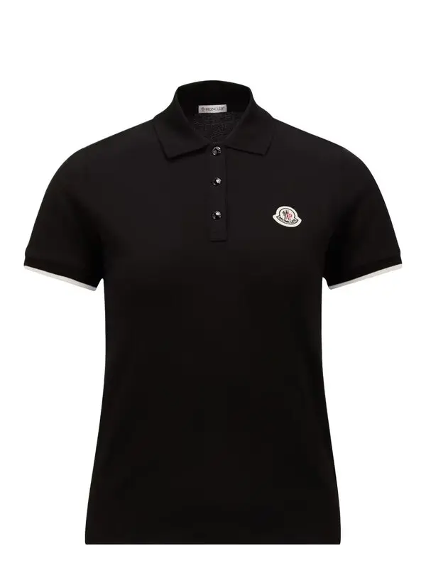Moncler Logo Patch Short Sleeve Polo Shirt - Black