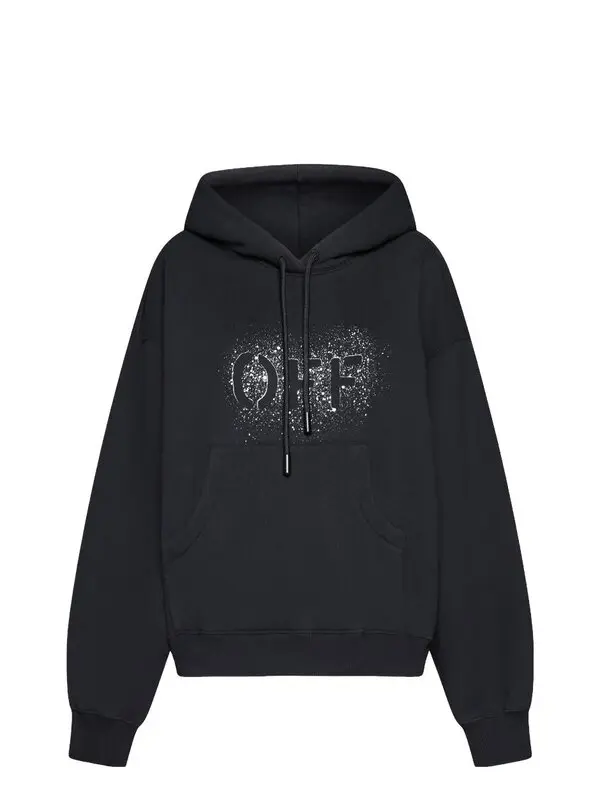 Off-White Drawstring Long-sleeved Hoodie - Black