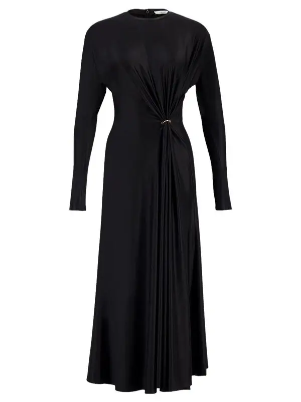 Rabanne Crewneck Gathered Maxi Dress - Black