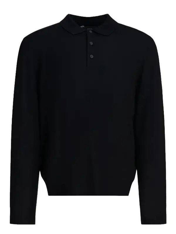Vince Merino Knit Polo Shirt - Black