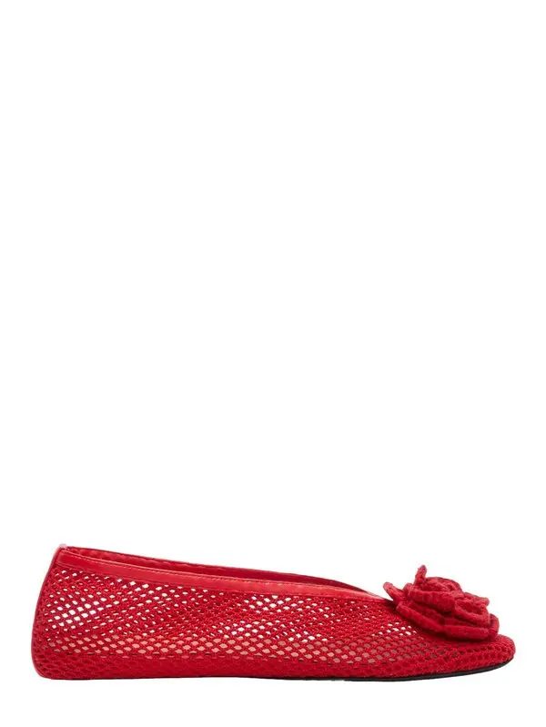 GANNI Jenny Mesh Flower Ballet Flats - Goji Berry