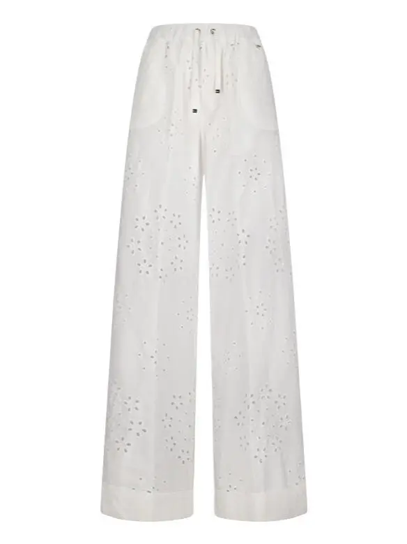 Herno Broderie Anglaise Wide-leg Pants - White