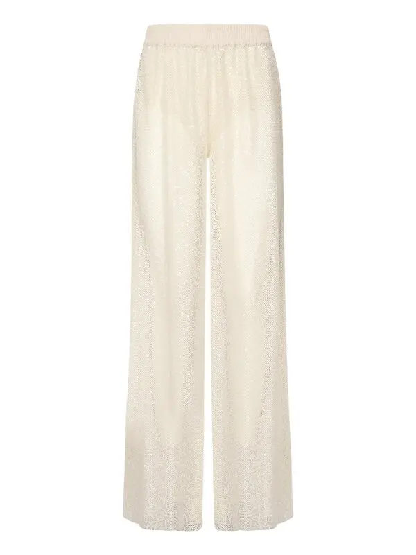 Pinko Sequin Mesh Wide Leg Pants - White
