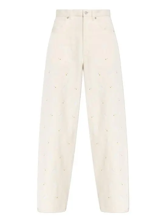 Marni Logo Patch Wide-leg Jeans - White