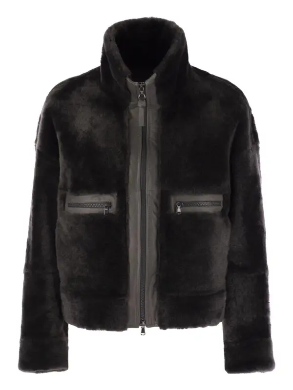 Brunello Cucinelli High Neck Zip-up Jacket - Black