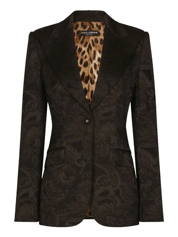 Dolce & Gabbana Ornamental Jacquard Single-breasted Blazer - Black