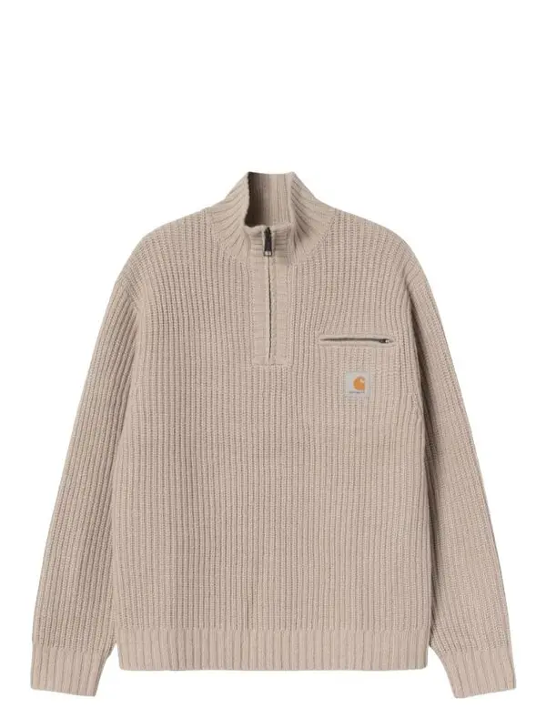 Carhartt Work In Progress Half Zip Sweater With Chest Pocket - Fleur De Sel