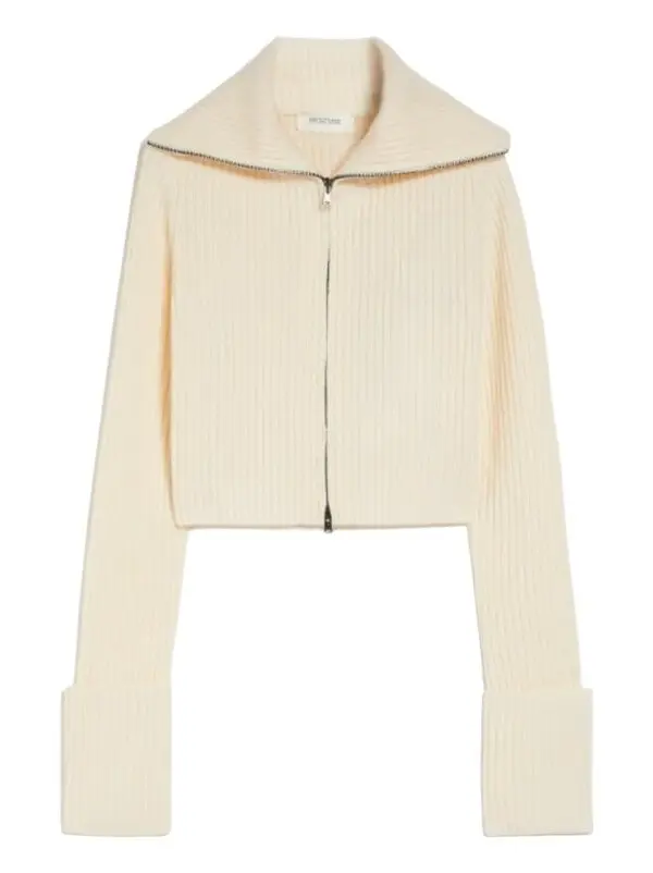 Sportmax Ribbed Knit Zip-up Cardigan - Nude