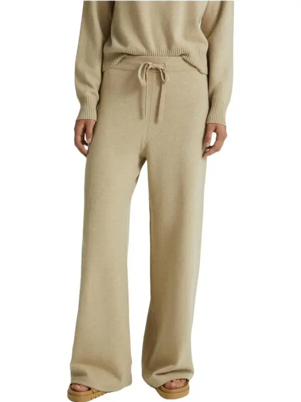 YVES SALOMON Knitted Wide-leg Trousers - Beige