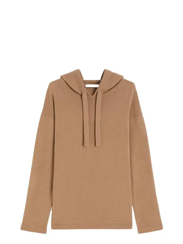 Max Mara Eroico Drawstring Knitted Hoodie - Camel