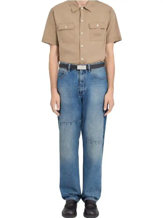MAISON MARGIELA Logo Patch Straight Leg Jeans - Light Blue