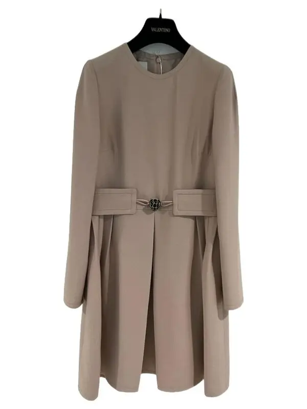 Valentino Garavani Round Neck Long Sleeve Dress - Gray