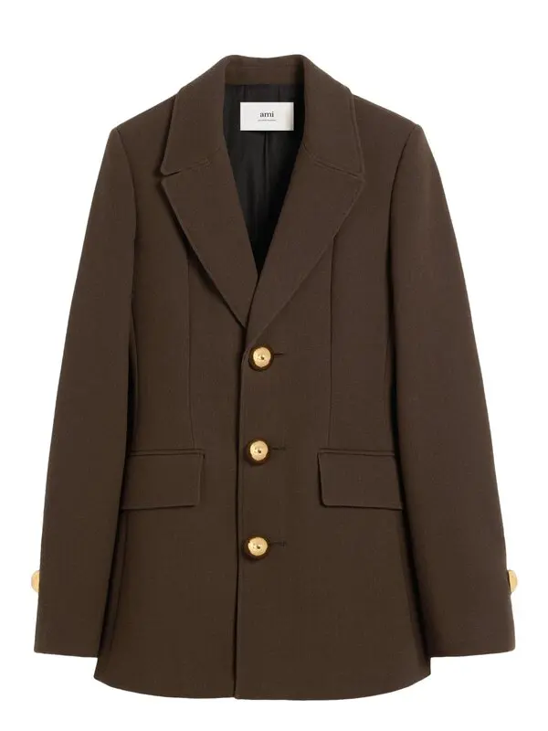 Ami Single-breasted Tailored Blazer - Dark Brown