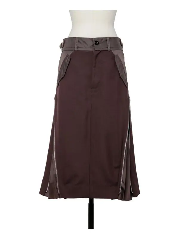 Sacai Panelled Suiting Mix Skirt - Brown