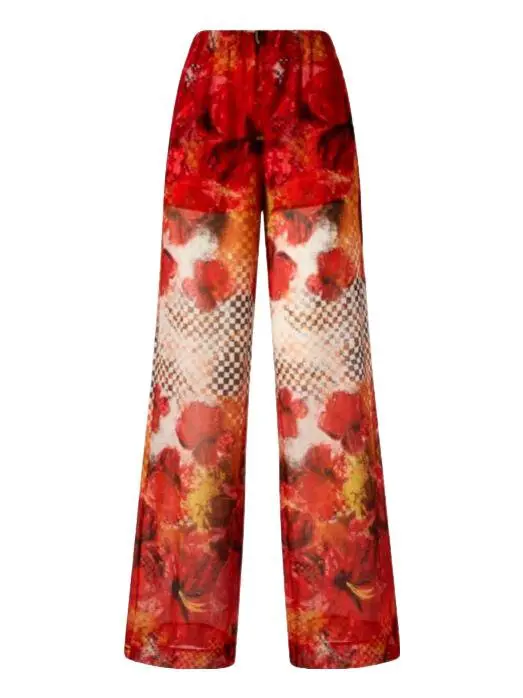 Pinko Printed Wide Leg Palazzo Pants - Red