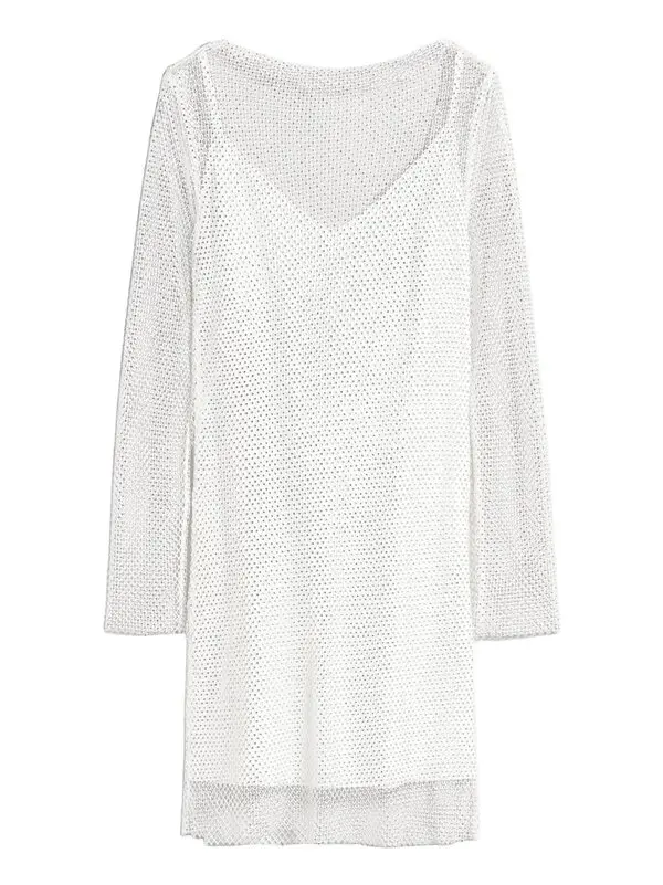 Max Mara Boat Neck Embellished Dress - White
