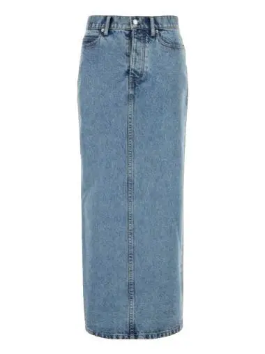 Alexander Wang Denim Maxi Skirt With Rear Slit - Light Blue