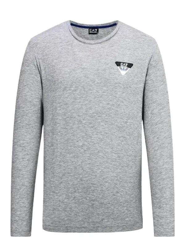 EA7 T-shirt With Round Neck And Long Sleeves - Gray