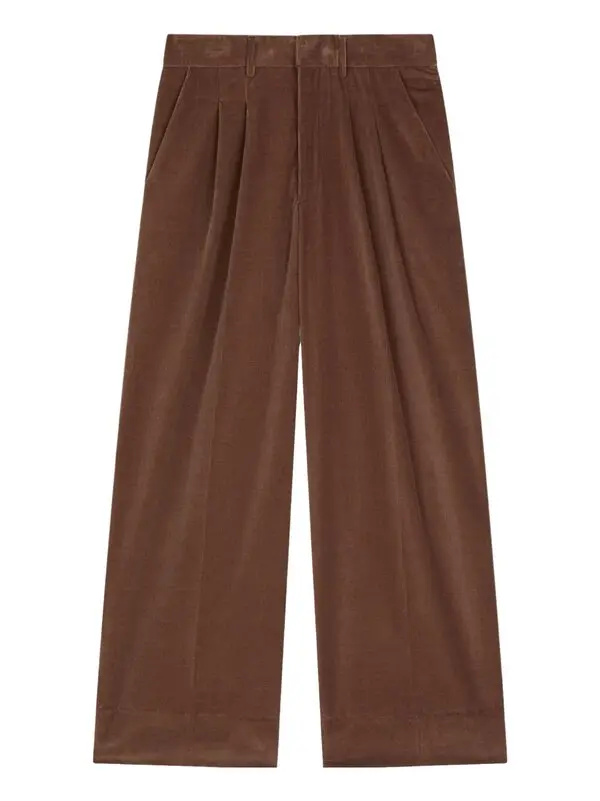 DONDUP Eloise Pleated Wide-leg Trousers - Brown