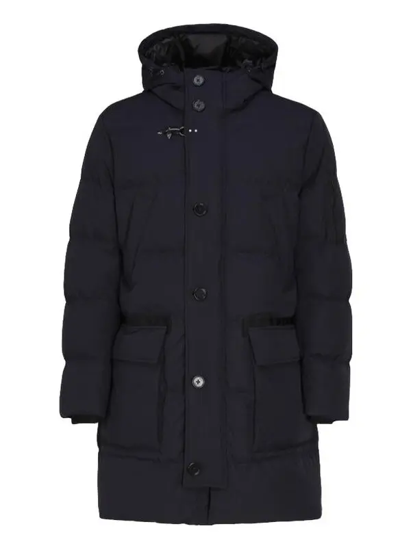 FAY Quilted Parka Coat With Hood - Black