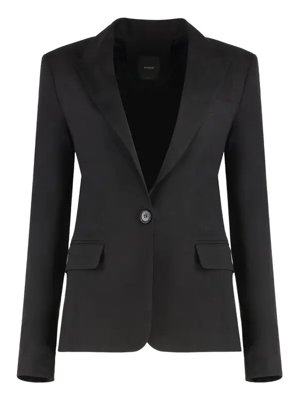Pinko Single-breasted Tailored Blazer With Raw Cut Edges - Black