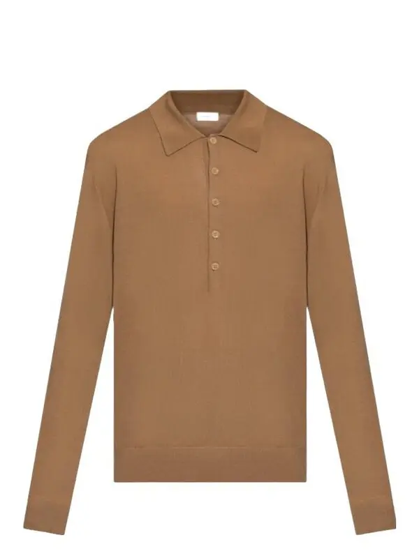Dries Van Noten Long-sleeved Knitted Polo Shirt - Brown