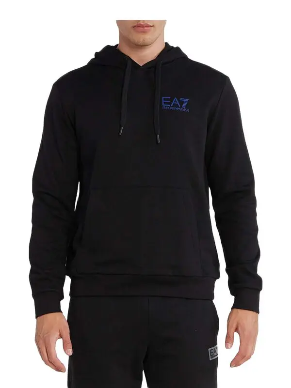 EA7 Logo Hooded Sweater - Black