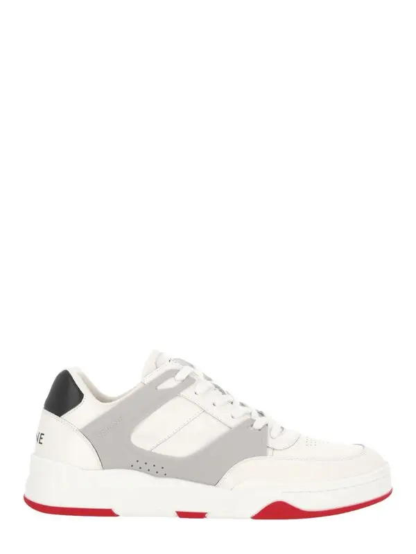 Celine Calfskin Trainer Ct-07 Low Lace-up Sneaker - Optical White/grey/black