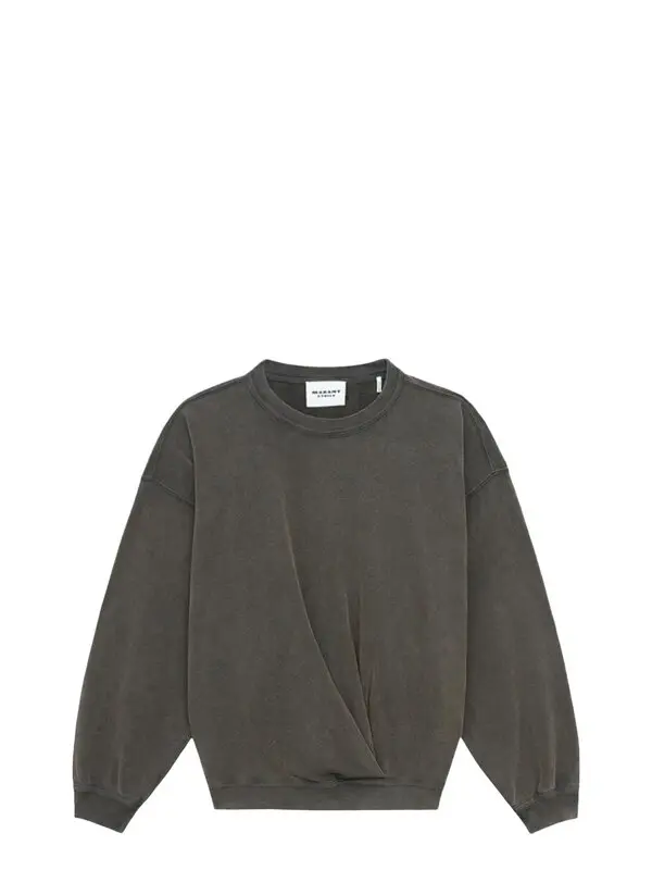 Isabel Marant Étoile Crewneck Sweatshirt With Embroidered Logo And Pleated Detail - Black