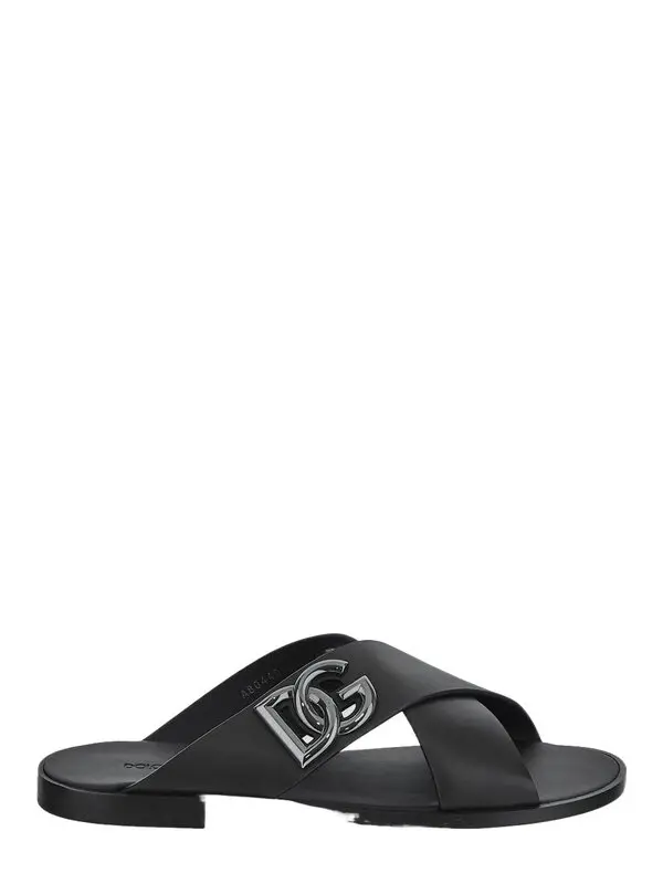Dolce & Gabbana Dg Logo Plaque Slides - Black
