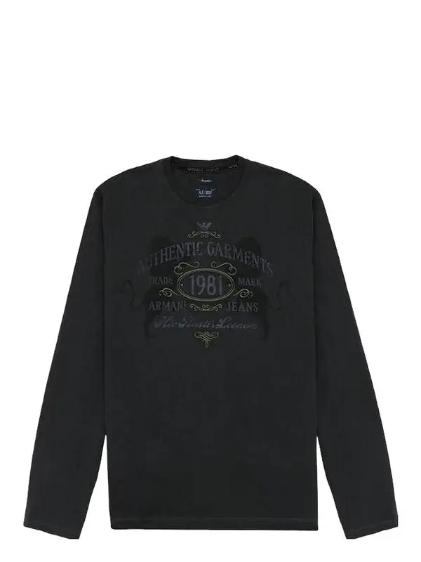 Emporio Armani Printed Long-sleeved T-shirt - Black