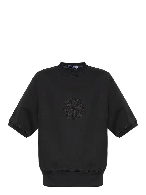 Stone Island Compass-embroidered Fine-ribbed T-shirt - Black