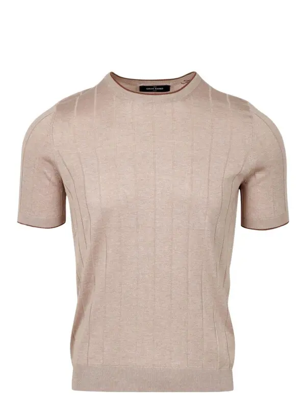 GRAN SASSO Maxi Ribbed Short-sleeve Knitted Sweater - Nude