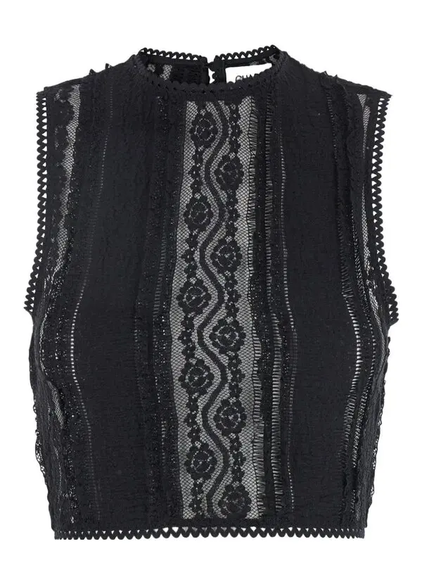 Charo Ruiz Ibiza Sleeveless Lace Blouse - Black