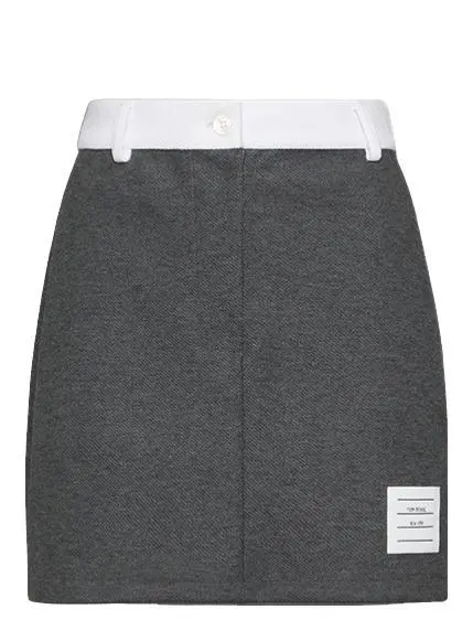 Thom Browne Logo-patch Mini Skirt - Medium Gray