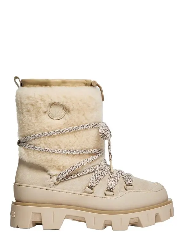 Moncler Peak Après Suede And Shearling Boots - Light Beige