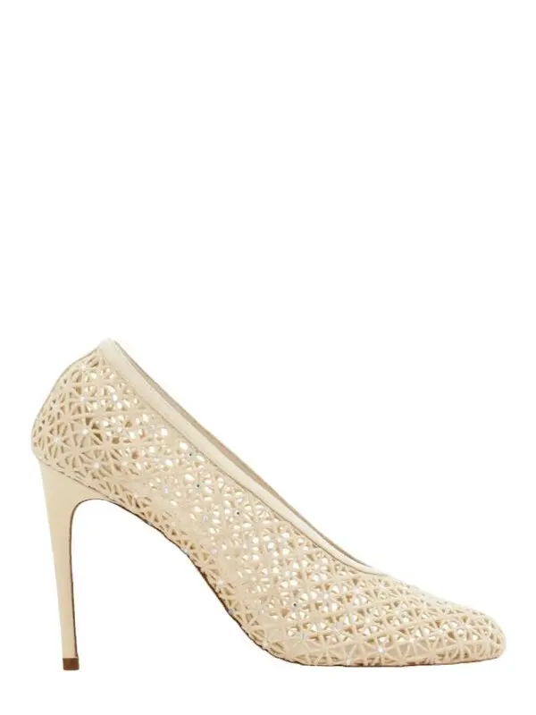 FERRAGAMO Sol 95 Woven Stiletto Pumps - Mascarpone