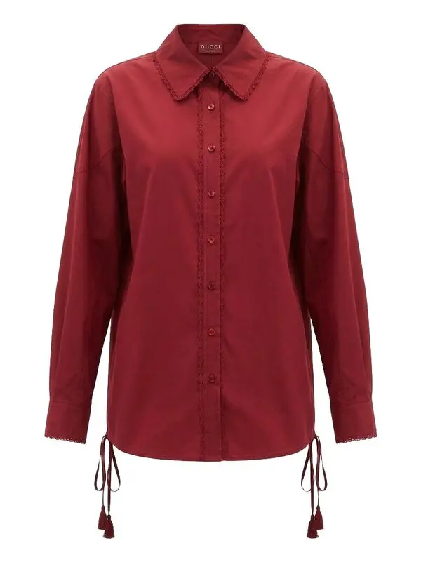 Gucci Long Sleeve Shirt With Drawstring Detail - Red